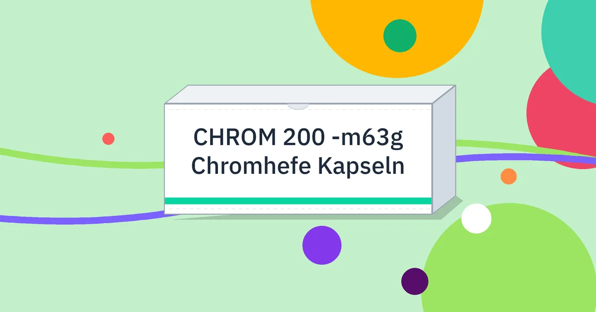 Symbolbild: Packung mit der Aufschrift CHROM 200 -m63g Chromhefe Kapseln (PZN 11169038) – Verfügbarkeit und Bezug in Apotheken in Frankfurt am Main