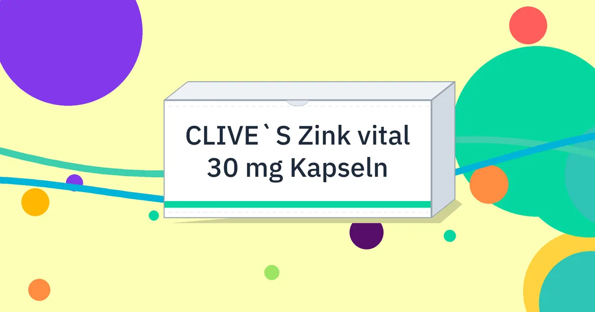 Symbolbild: Packung mit der Aufschrift CLIVE`S Zink vital 30 mg Kapseln (PZN 11856388) – Verfügbarkeit und Bezug in Apotheken in Frankfurt am Main