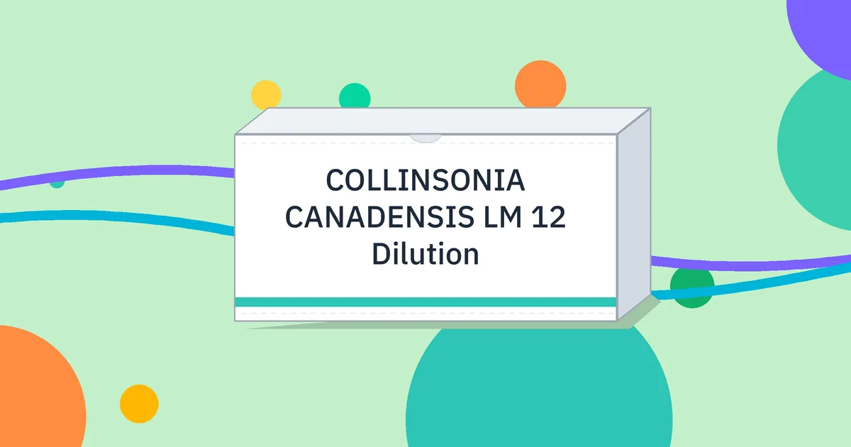Symbolbild: Packung mit der Aufschrift COLLINSONIA CANADENSIS LM 12 Dilution (PZN 13447820) – Verfügbarkeit und Bezug in Apotheken in Frankfurt am Main