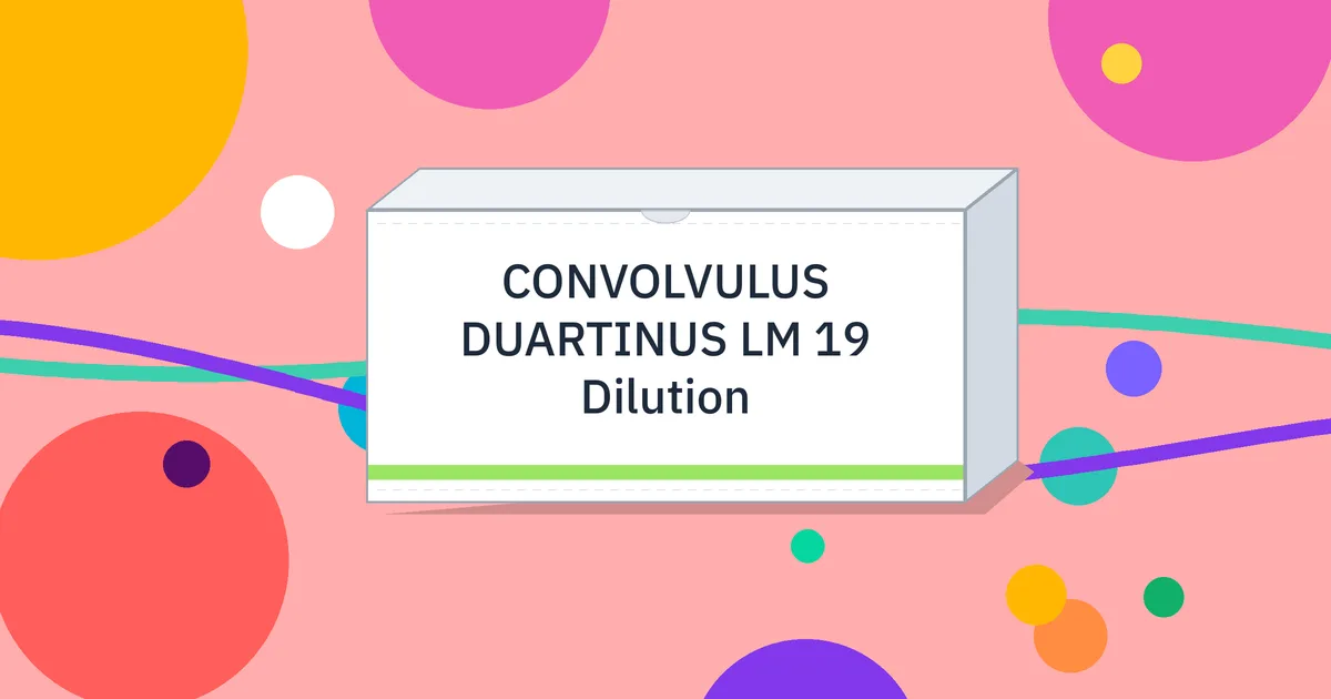 Symbolbild: Packung mit der Aufschrift CONVOLVULUS DUARTINUS LM 19 Dilution (PZN 13450704) – Verfügbarkeit und Bezug in Apotheken in Frankfurt am Main