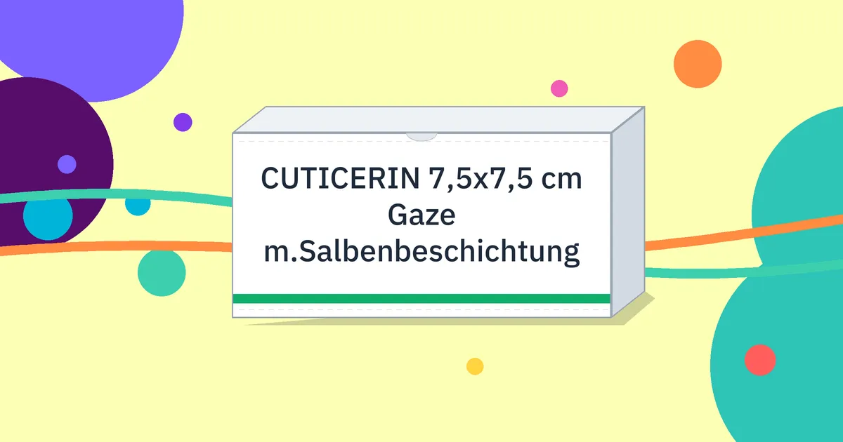Symbolbild: Packung mit der Aufschrift CUTICERIN 7,5x7,5 cm Gaze m.Salbenbeschichtung (PZN 03744758) – Verfügbarkeit und Bezug in Apotheken in Frankfurt am Main