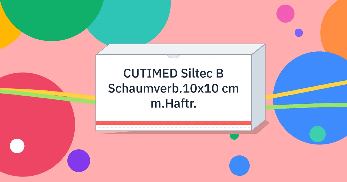 Symbolbild: Packung mit der Aufschrift CUTIMED Siltec B Schaumverb.10x10 cm m.Haftr. (PZN 17433832) – Verfügbarkeit und Bezug in Apotheken in Frankfurt am Main