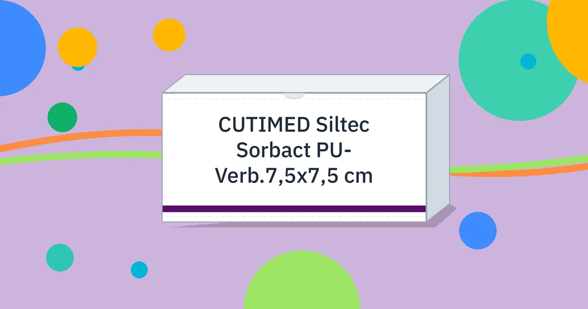 Symbolbild: Packung mit der Aufschrift CUTIMED Siltec Sorbact PU-Verb.7,5x7,5 cm (PZN 16829568) – Verfügbarkeit und Bezug in Apotheken in Frankfurt am Main