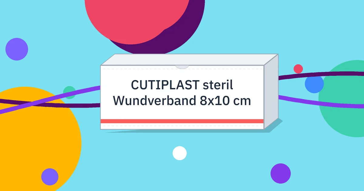 Symbolbild: Packung mit der Aufschrift CUTIPLAST steril Wundverband 8x10 cm (PZN 11563605) – Verfügbarkeit und Bezug in Apotheken in Frankfurt am Main