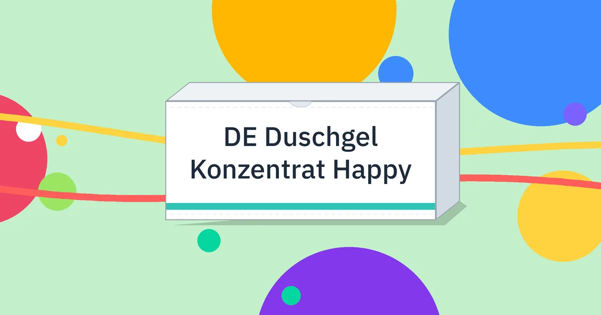 Symbolbild: Packung mit der Aufschrift DE Duschgel Konzentrat Happy (PZN 18451737) – Verfügbarkeit und Bezug in Apotheken in Frankfurt am Main