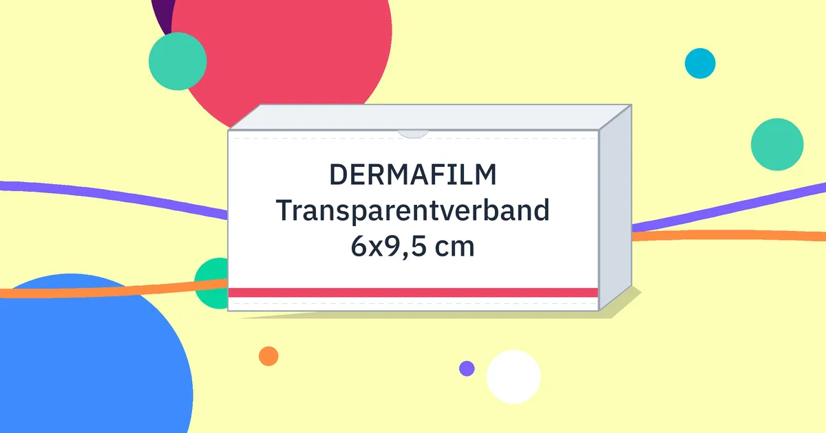 Symbolbild: Packung mit der Aufschrift DERMAFILM Transparentverband 6x9,5 cm (PZN 17610694) – Verfügbarkeit und Bezug in Apotheken in Frankfurt am Main