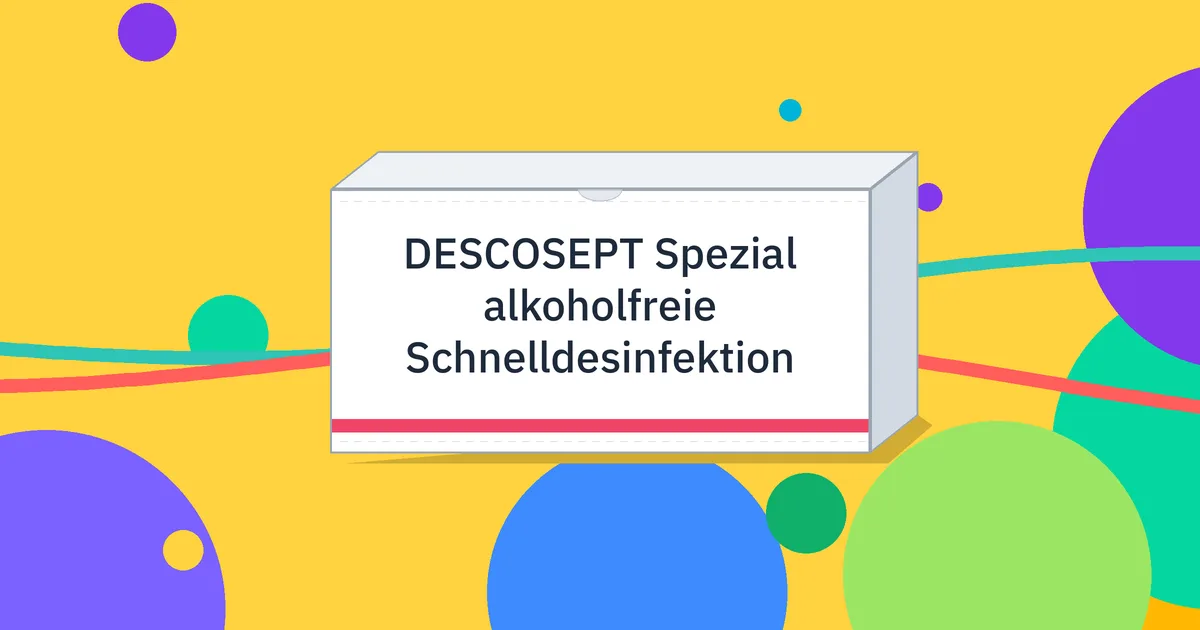 Symbolbild: Packung mit der Aufschrift DESCOSEPT Spezial alkoholfreie Schnelldesinfektion (PZN 07396797) – Verfügbarkeit und Bezug in Apotheken in Frankfurt am Main