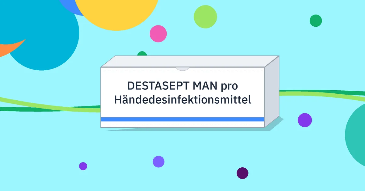 Symbolbild: Packung mit der Aufschrift DESTASEPT MAN pro Händedesinfektionsmittel (PZN 10142600) – Verfügbarkeit und Bezug in Apotheken in Frankfurt am Main