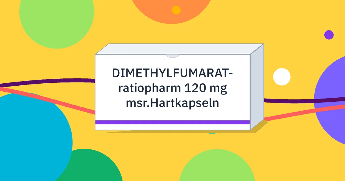 Symbolbild: Packung mit der Aufschrift DIMETHYLFUMARAT-ratiopharm 120 mg msr.Hartkapseln (PZN 18135835) – Verfügbarkeit und Bezug in Apotheken in Frankfurt am Main