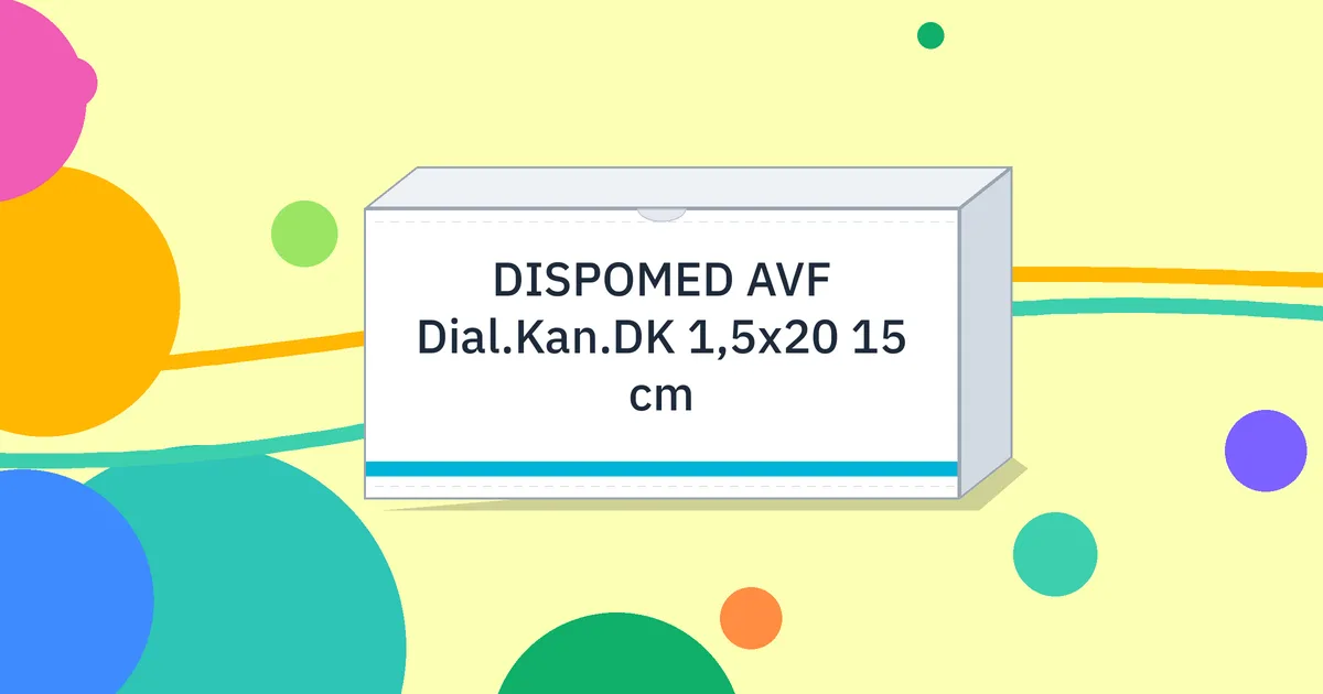 Symbolbild: Packung mit der Aufschrift DISPOMED AVF Dial.Kan.DK 1,5x20 15 cm (PZN 08495679) – Verfügbarkeit und Bezug in Apotheken in Frankfurt am Main