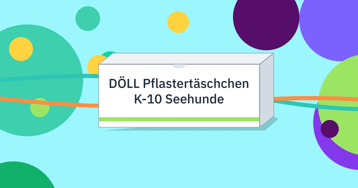 Symbolbild: Packung mit der Aufschrift DÖLL Pflastertäschchen K-10 Seehunde (PZN 19495808) – Verfügbarkeit und Bezug in Apotheken in Frankfurt am Main