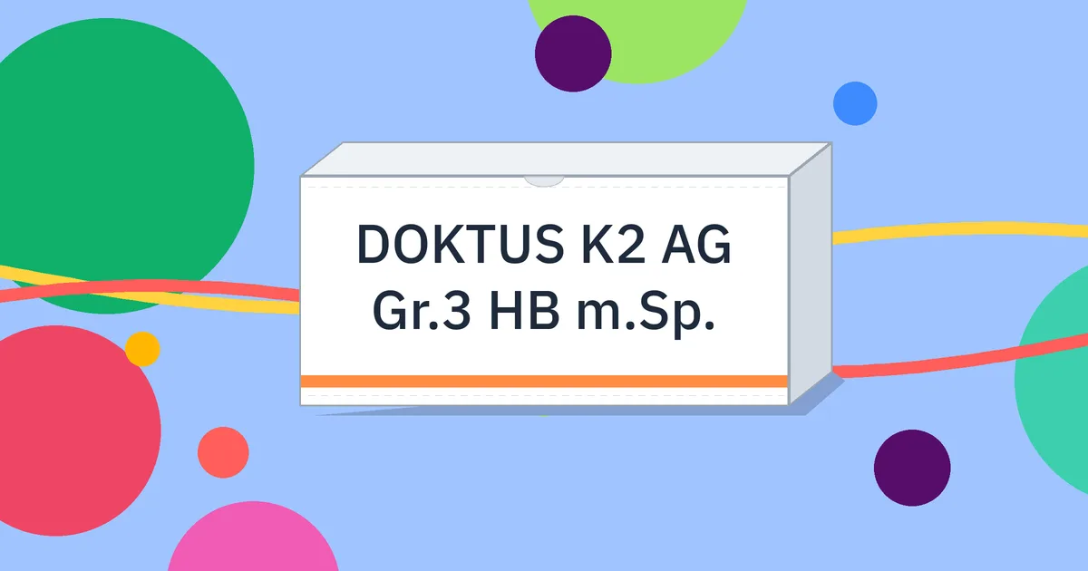 Symbolbild: Packung mit der Aufschrift DOKTUS K2 AG Gr.3 HB m.Sp. (PZN 03309531) – Verfügbarkeit und Bezug in Apotheken in Frankfurt am Main