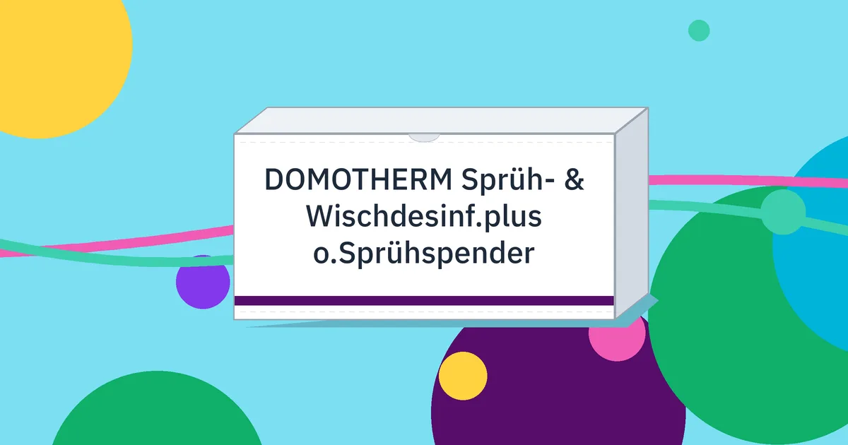 Symbolbild: Packung mit der Aufschrift DOMOTHERM Sprüh- & Wischdesinf.plus o.Sprühspender (PZN 19720866) – Verfügbarkeit und Bezug in Apotheken in Frankfurt am Main