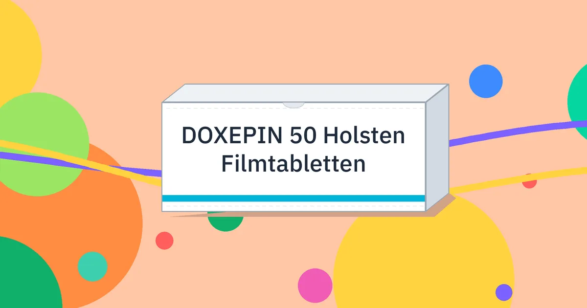 Symbolbild: Packung mit der Aufschrift DOXEPIN 50 Holsten Filmtabletten (PZN 06330543) – Verfügbarkeit und Bezug in Apotheken in Frankfurt am Main