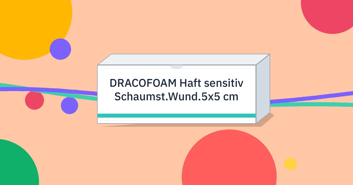 Symbolbild: Packung mit der Aufschrift DRACOFOAM Haft sensitiv Schaumst.Wund.5x5 cm (PZN 11376174) – Verfügbarkeit und Bezug in Apotheken in Frankfurt am Main