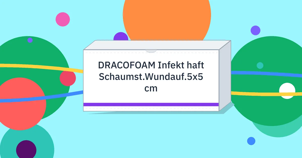 Symbolbild: Packung mit der Aufschrift DRACOFOAM Infekt haft Schaumst.Wundauf.5x5 cm (PZN 11300219) – Verfügbarkeit und Bezug in Apotheken in Frankfurt am Main