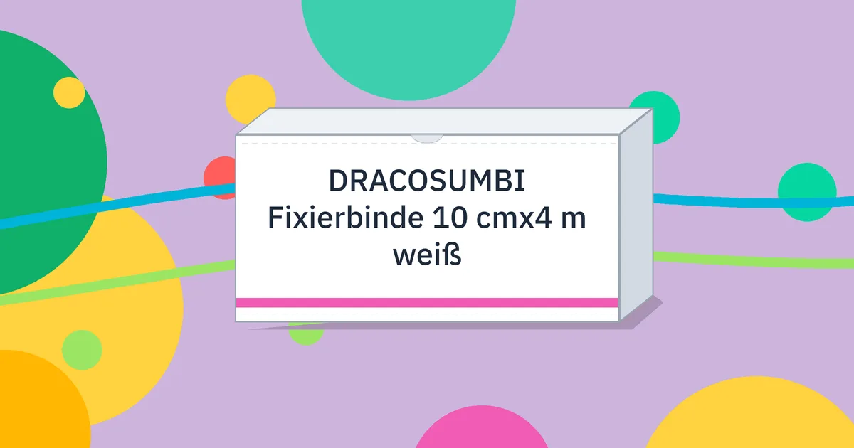 Symbolbild: Packung mit der Aufschrift DRACOSUMBI Fixierbinde 10 cmx4 m weiß (PZN 01980822) – Verfügbarkeit und Bezug in Apotheken in Frankfurt am Main