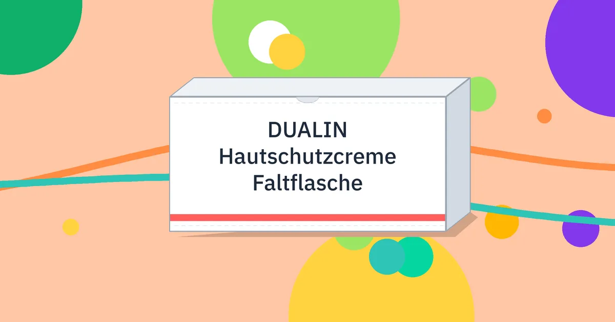 Symbolbild: Packung mit der Aufschrift DUALIN Hautschutzcreme Faltflasche (PZN 05961649) – Verfügbarkeit und Bezug in Apotheken in Frankfurt am Main