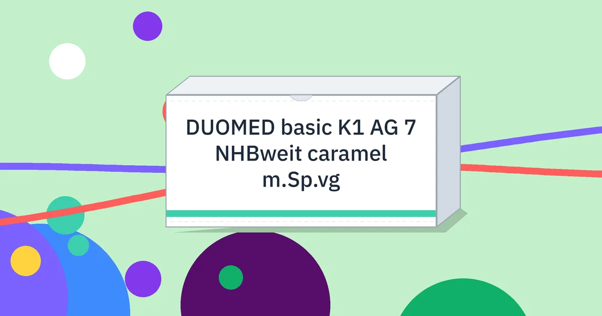 Symbolbild: Packung mit der Aufschrift DUOMED basic K1 AG 7 NHBweit caramel m.Sp.vg (PZN 20905714) – Verfügbarkeit und Bezug in Apotheken in Frankfurt am Main
