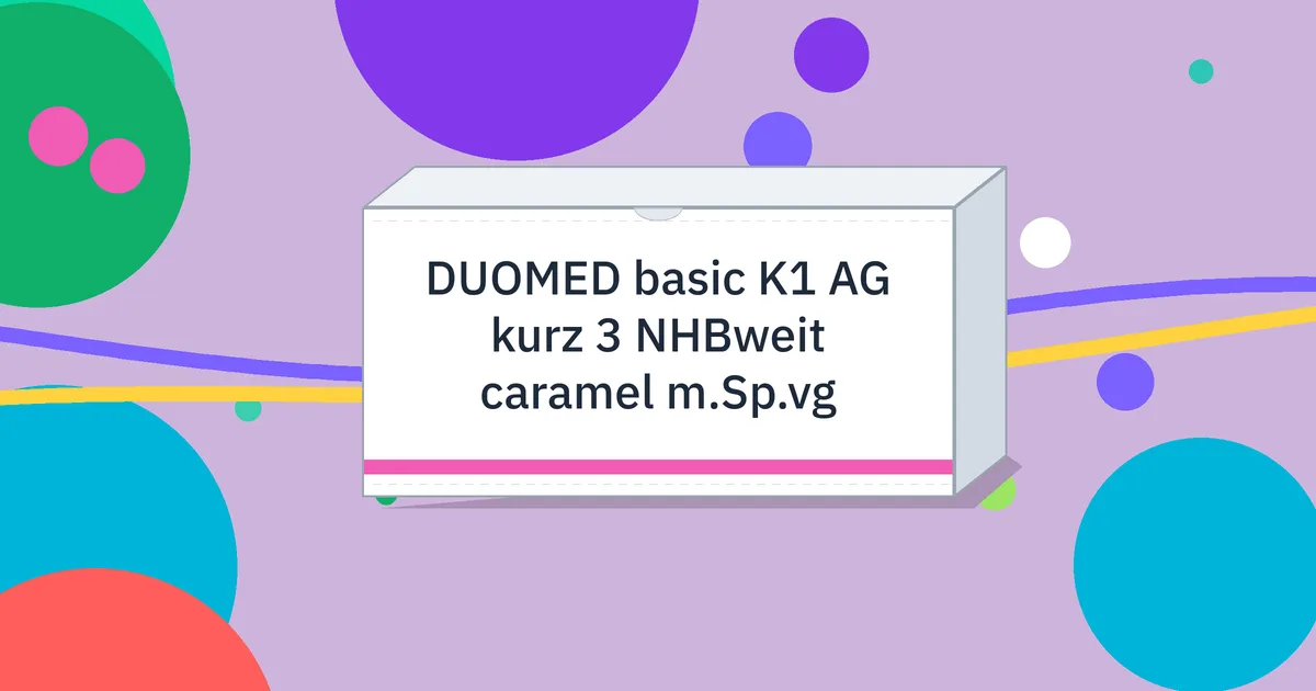 Symbolbild: Packung mit der Aufschrift DUOMED basic K1 AG kurz 3 NHBweit caramel m.Sp.vg (PZN 20905016) – Verfügbarkeit und Bezug in Apotheken in Frankfurt am Main