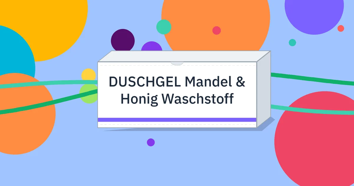 Symbolbild: Packung mit der Aufschrift DUSCHGEL Mandel & Honig Waschstoff (PZN 14256476) – Verfügbarkeit und Bezug in Apotheken in Frankfurt am Main