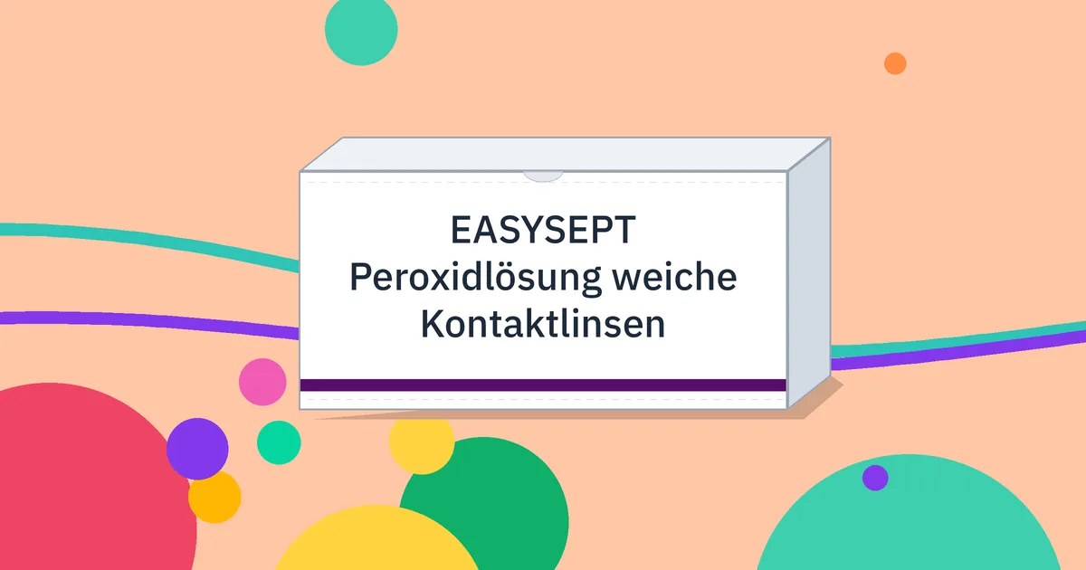 Symbolbild: Packung mit der Aufschrift EASYSEPT Peroxidlösung weiche Kontaktlinsen (PZN 19167872) – Verfügbarkeit und Bezug in Apotheken in Frankfurt am Main