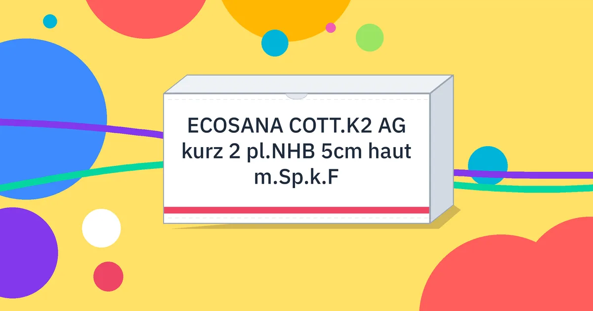 Symbolbild: Packung mit der Aufschrift ECOSANA COTT.K2 AG kurz 2 pl.NHB 5cm haut m.Sp.k.F (PZN 16949261) – Verfügbarkeit und Bezug in Apotheken in Frankfurt am Main