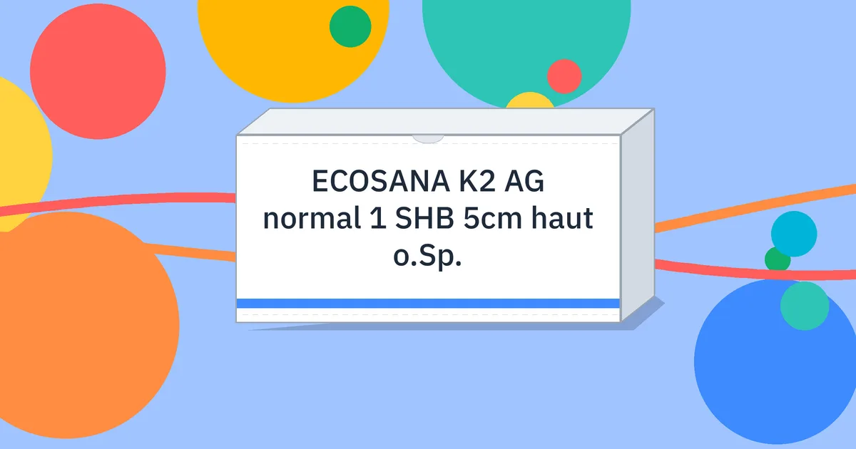 Symbolbild: Packung mit der Aufschrift ECOSANA K2 AG normal 1 SHB 5cm haut o.Sp. (PZN 01380588) – Verfügbarkeit und Bezug in Apotheken in Frankfurt am Main