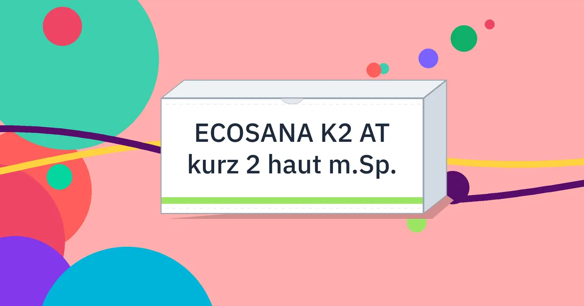 Symbolbild: Packung mit der Aufschrift ECOSANA K2 AT kurz 2 haut m.Sp. (PZN 01553770) – Verfügbarkeit und Bezug in Apotheken in Frankfurt am Main