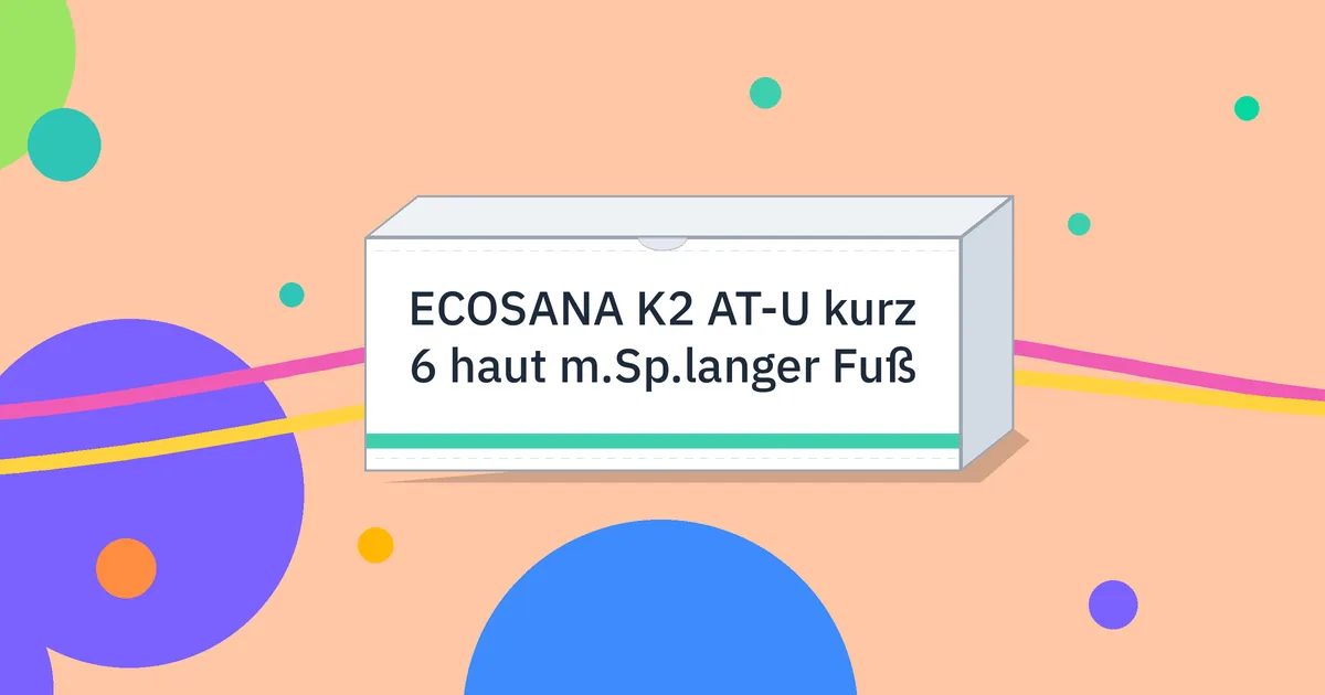 Symbolbild: Packung mit der Aufschrift ECOSANA K2 AT-U kurz 6 haut m.Sp.langer Fuß (PZN 10954752) – Verfügbarkeit und Bezug in Apotheken in Frankfurt am Main