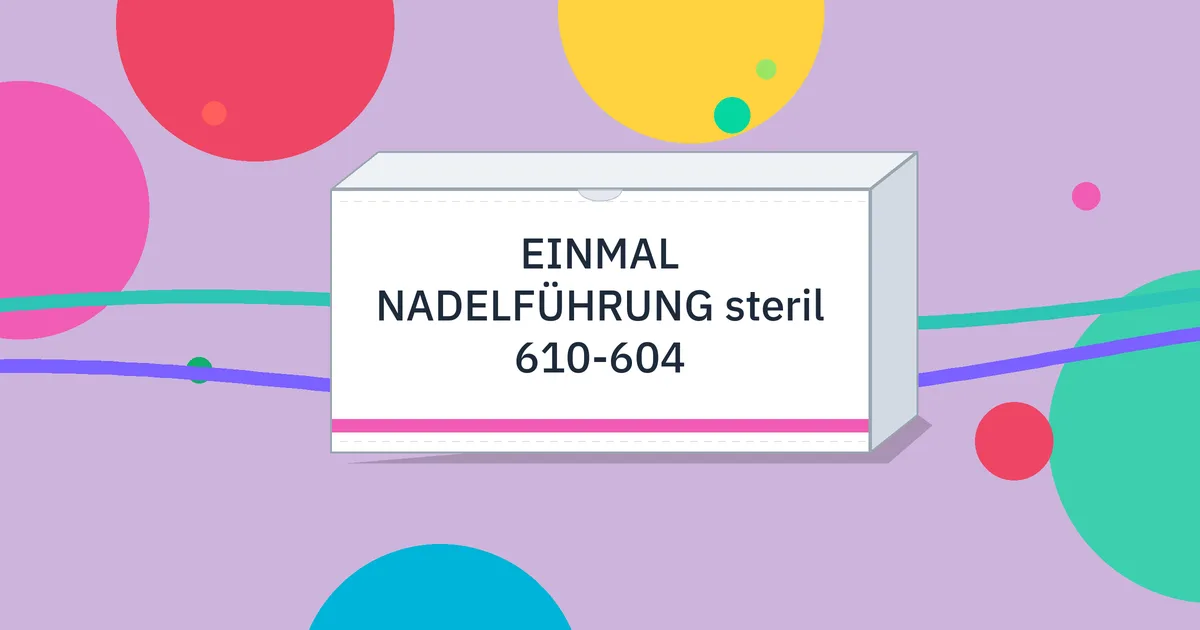 Symbolbild: Packung mit der Aufschrift EINMAL NADELFÜHRUNG steril 610-604 (PZN 16258338) – Verfügbarkeit und Bezug in Apotheken in Frankfurt am Main