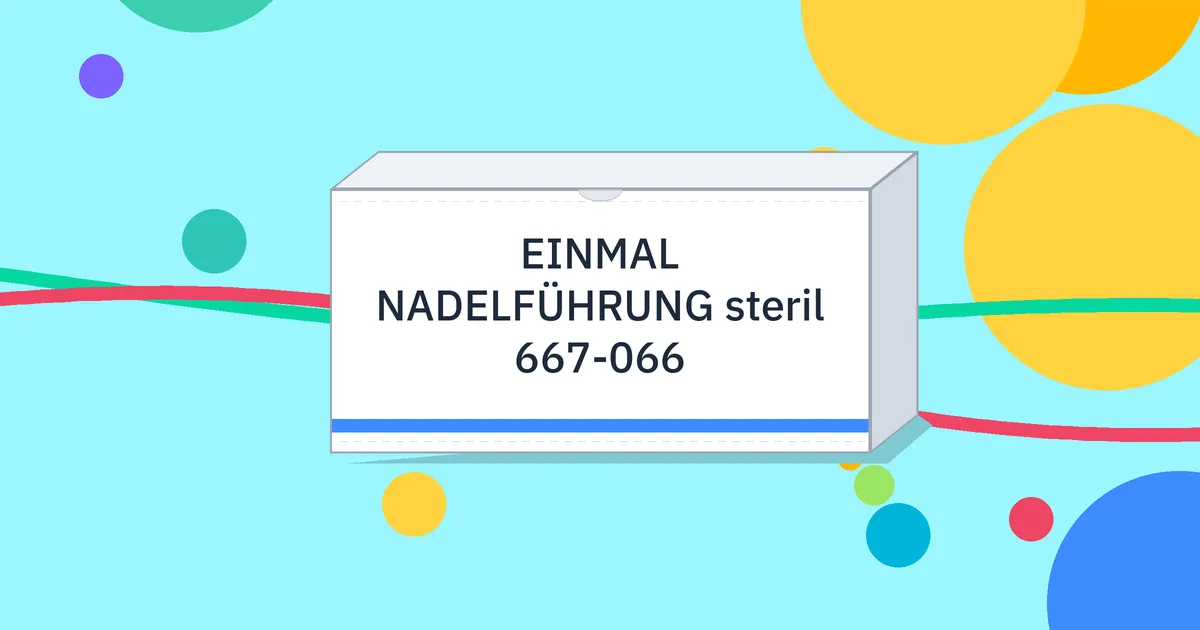 Symbolbild: Packung mit der Aufschrift EINMAL NADELFÜHRUNG steril 667-066 (PZN 16258485) – Verfügbarkeit und Bezug in Apotheken in Frankfurt am Main