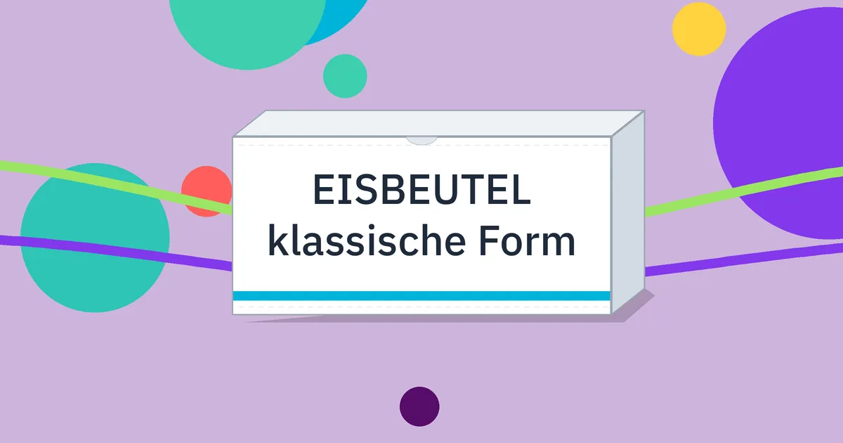 Symbolbild: Packung mit der Aufschrift EISBEUTEL klassische Form (PZN 06116382) – Verfügbarkeit und Bezug in Apotheken in Frankfurt am Main