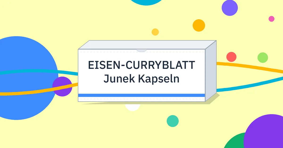 Symbolbild: Packung mit der Aufschrift EISEN-CURRYBLATT Junek Kapseln (PZN 11147108) – Verfügbarkeit und Bezug in Apotheken in Frankfurt am Main