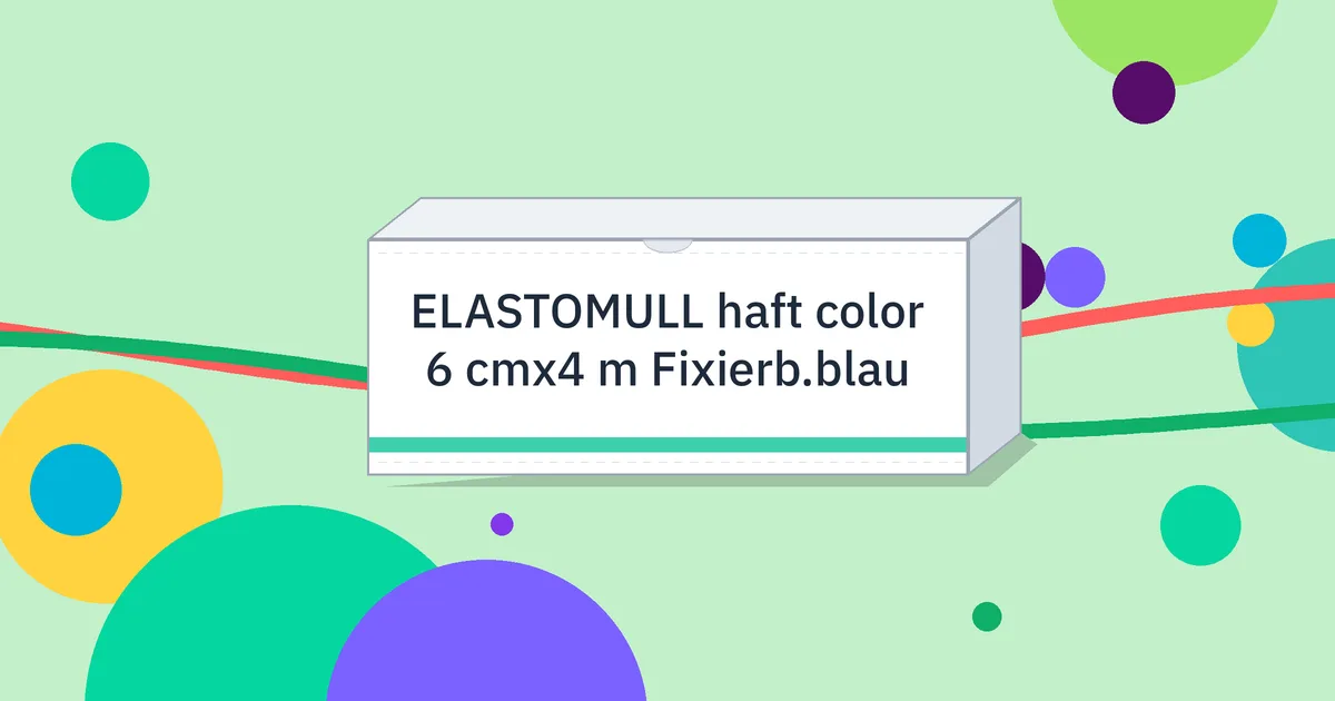 Symbolbild: Packung mit der Aufschrift ELASTOMULL haft color 6 cmx4 m Fixierb.blau (PZN 03393187) – Verfügbarkeit und Bezug in Apotheken in Frankfurt am Main