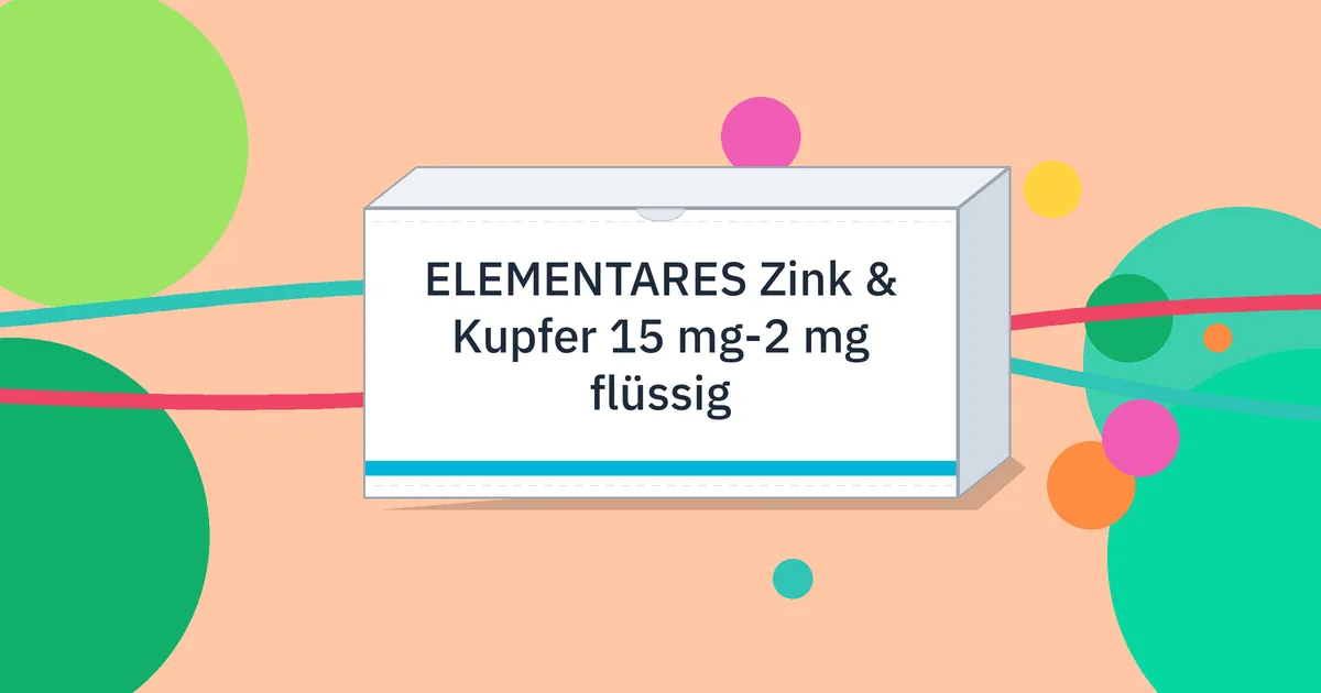 Symbolbild: Packung mit der Aufschrift ELEMENTARES Zink & Kupfer 15 mg-2 mg flüssig (PZN 17966155) – Verfügbarkeit und Bezug in Apotheken in Frankfurt am Main