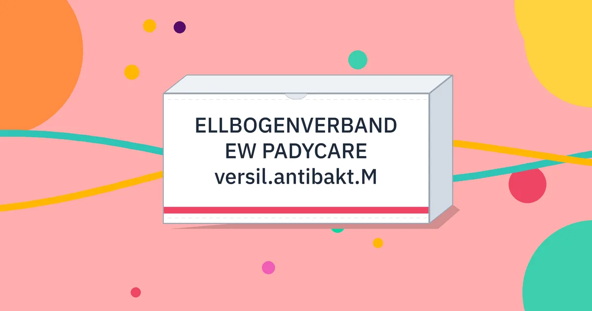Symbolbild: Packung mit der Aufschrift ELLBOGENVERBAND EW PADYCARE versil.antibakt.M (PZN 10939824) – Verfügbarkeit und Bezug in Apotheken in Frankfurt am Main