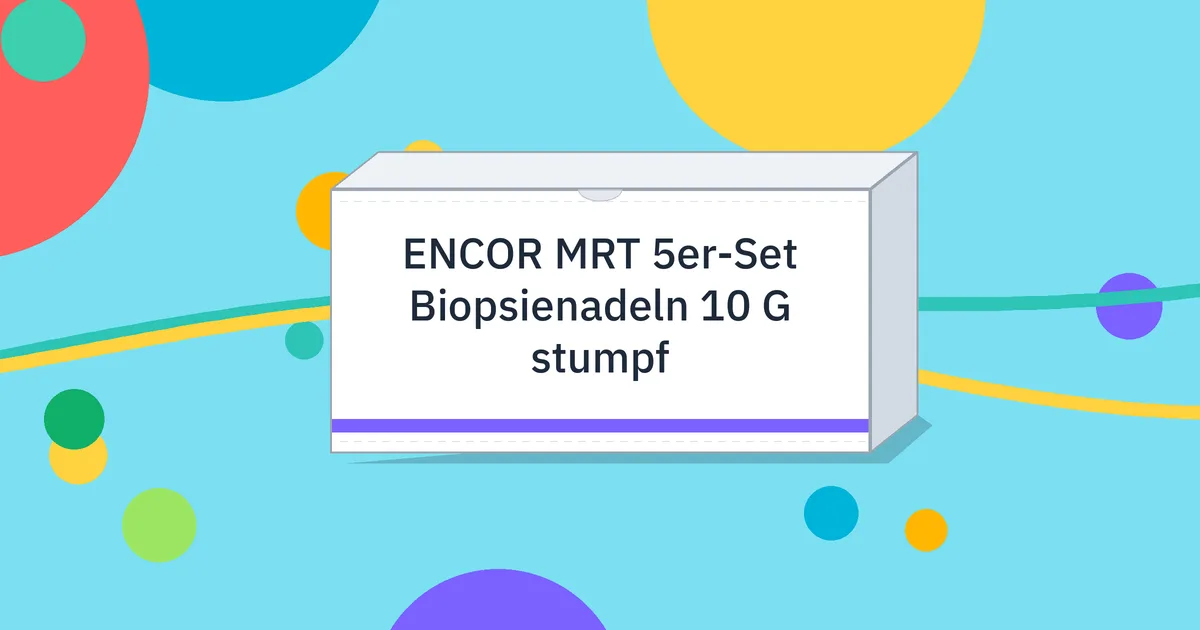 Symbolbild: Packung mit der Aufschrift ENCOR MRT 5er-Set Biopsienadeln 10 G stumpf (PZN 03576574) – Verfügbarkeit und Bezug in Apotheken in Frankfurt am Main