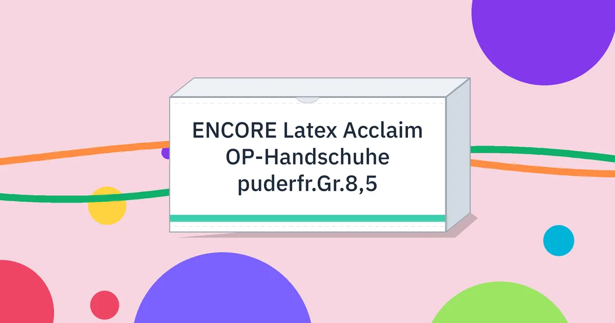 Symbolbild: Packung mit der Aufschrift ENCORE Latex Acclaim OP-Handschuhe puderfr.Gr.8,5 (PZN 13164424) – Verfügbarkeit und Bezug in Apotheken in Frankfurt am Main