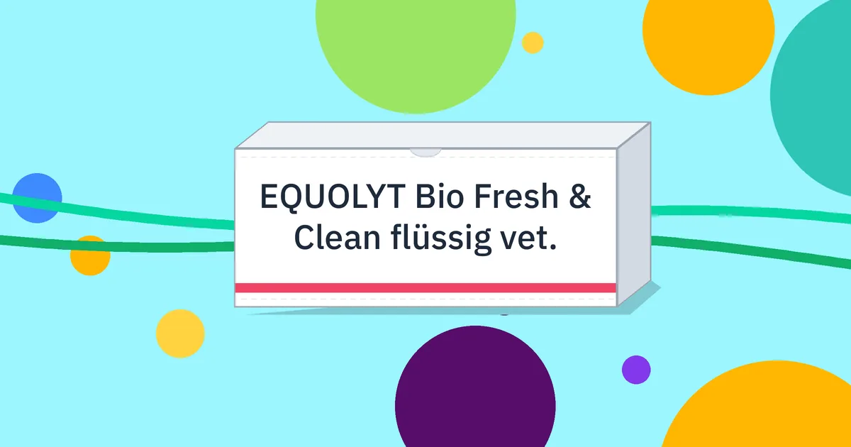 Symbolbild: Packung mit der Aufschrift EQUOLYT Bio Fresh & Clean flüssig vet. (PZN 05882571) – Verfügbarkeit und Bezug in Apotheken in Frankfurt am Main