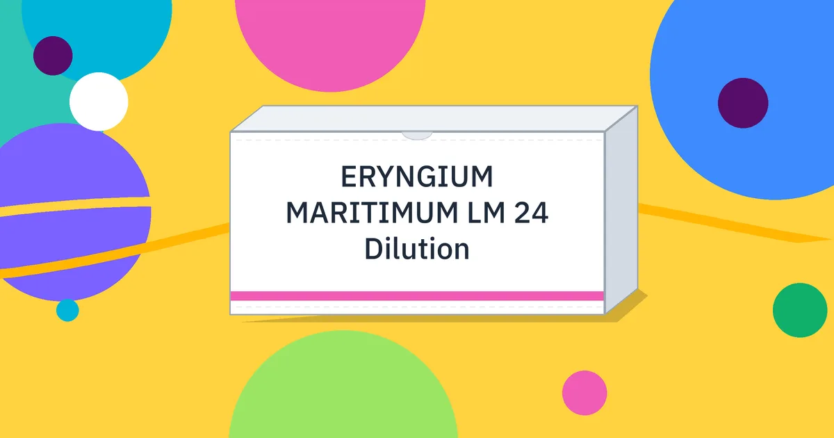 Symbolbild: Packung mit der Aufschrift ERYNGIUM MARITIMUM LM 24 Dilution (PZN 13479174) – Verfügbarkeit und Bezug in Apotheken in Frankfurt am Main