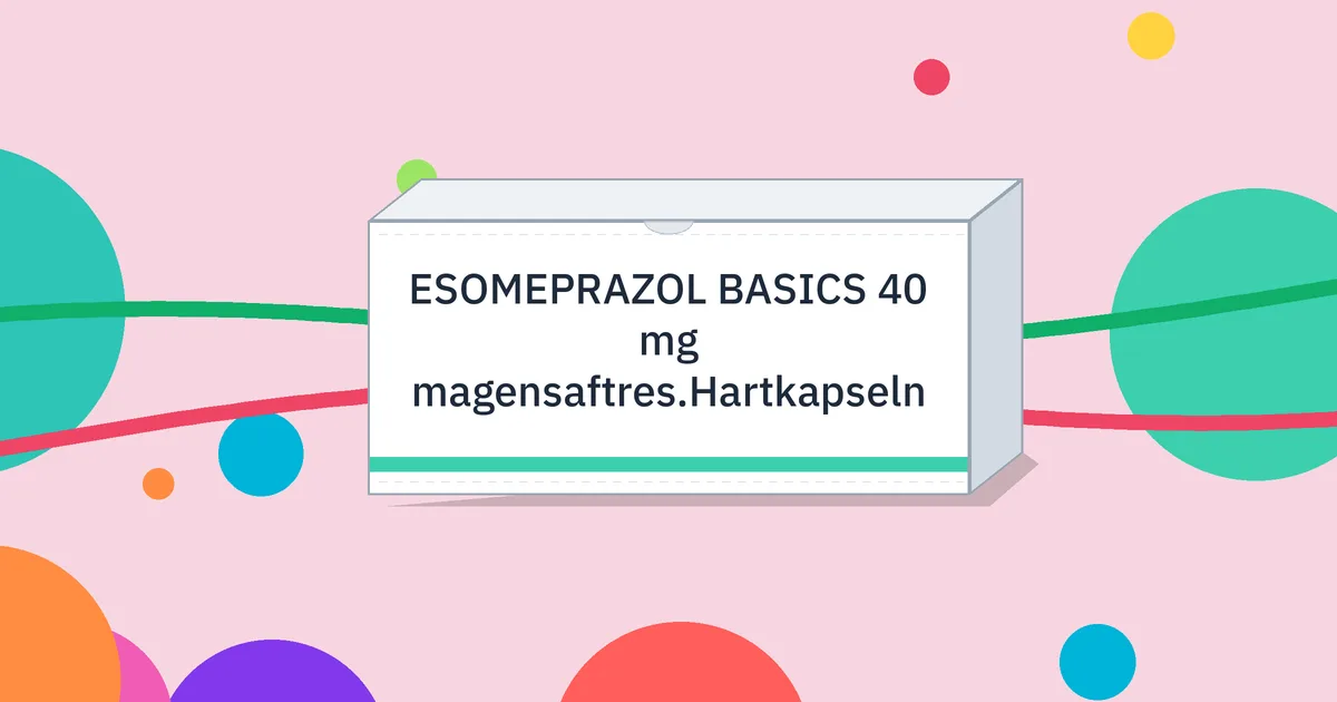 Symbolbild: Packung mit der Aufschrift ESOMEPRAZOL BASICS 40 mg magensaftres.Hartkapseln (PZN 15744396) – Verfügbarkeit und Bezug in Apotheken in Frankfurt am Main