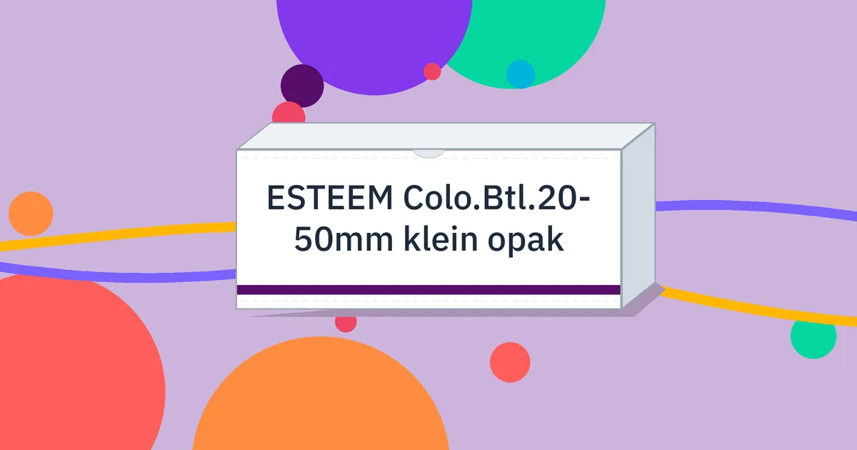 Symbolbild: Packung mit der Aufschrift ESTEEM Colo.Btl.20-50mm klein opak (PZN 13708143) – Verfügbarkeit und Bezug in Apotheken in Frankfurt am Main