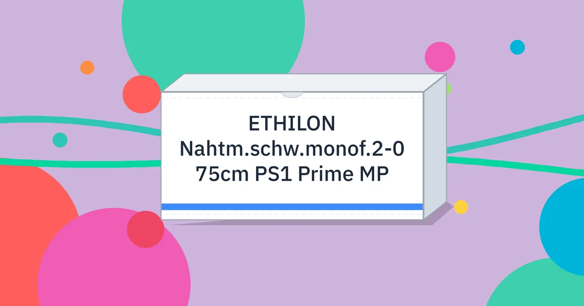 Symbolbild: Packung mit der Aufschrift ETHILON Nahtm.schw.monof.2-0 75cm PS1 Prime MP (PZN 18793685) – Verfügbarkeit und Bezug in Apotheken in Frankfurt am Main