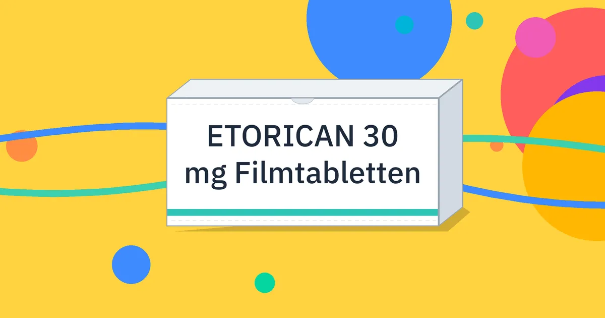 Symbolbild: Packung mit der Aufschrift ETORICAN 30 mg Filmtabletten (PZN 12652541) – Verfügbarkeit und Bezug in Apotheken in Frankfurt am Main