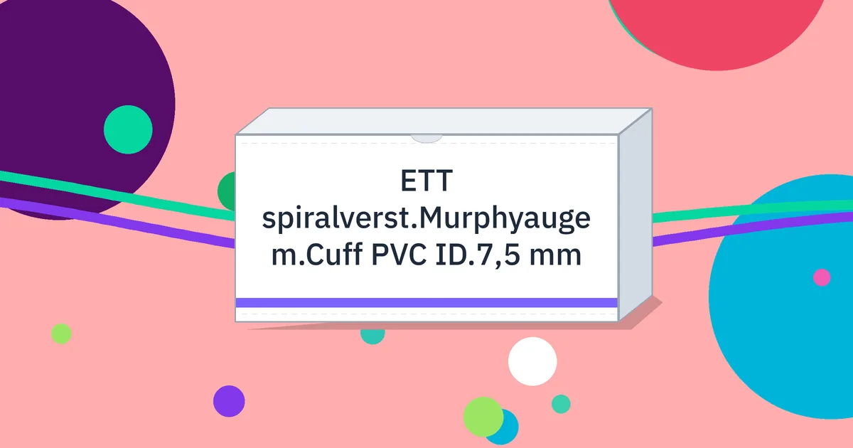 Symbolbild: Packung mit der Aufschrift ETT spiralverst.Murphyauge m.Cuff PVC ID.7,5 mm (PZN 19120758) – Verfügbarkeit und Bezug in Apotheken in Frankfurt am Main