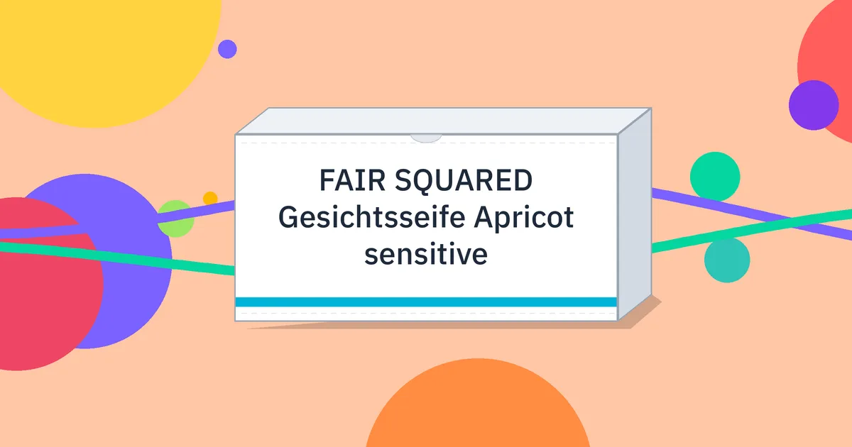 Symbolbild: Packung mit der Aufschrift FAIR SQUARED Gesichtsseife Apricot sensitive (PZN 16162934) – Verfügbarkeit und Bezug in Apotheken in Frankfurt am Main