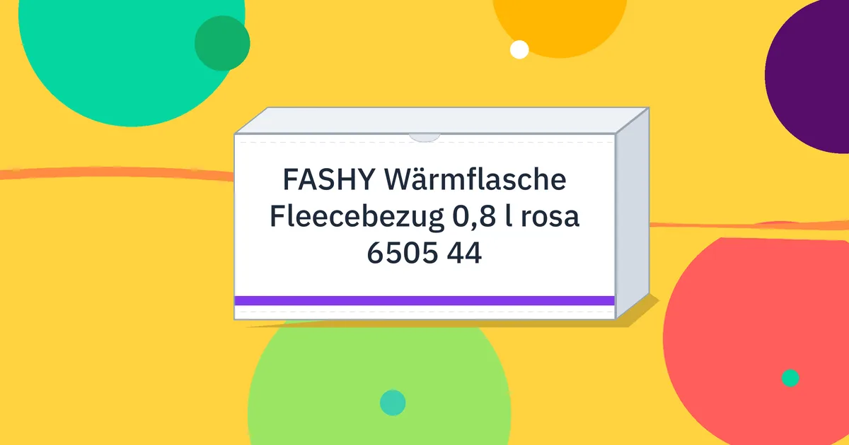 Symbolbild: Packung mit der Aufschrift FASHY Wärmflasche Fleecebezug 0,8 l rosa 6505 44 (PZN 19136860) – Verfügbarkeit und Bezug in Apotheken in Frankfurt am Main