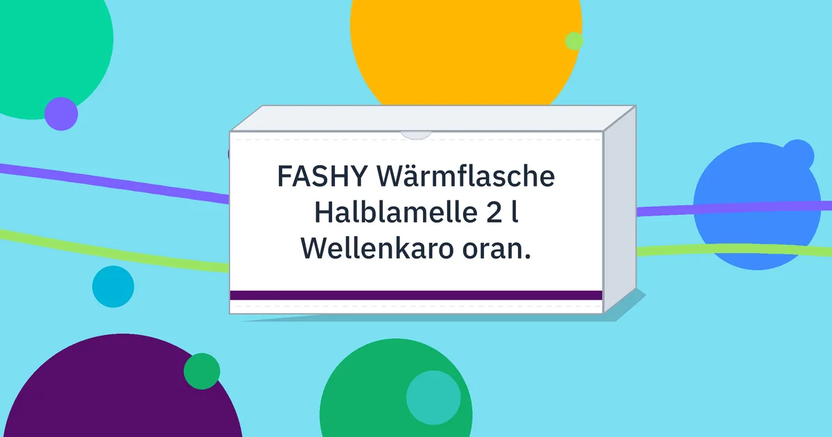 Symbolbild: Packung mit der Aufschrift FASHY Wärmflasche Halblamelle 2 l Wellenkaro oran. (PZN 19136831) – Verfügbarkeit und Bezug in Apotheken in Frankfurt am Main