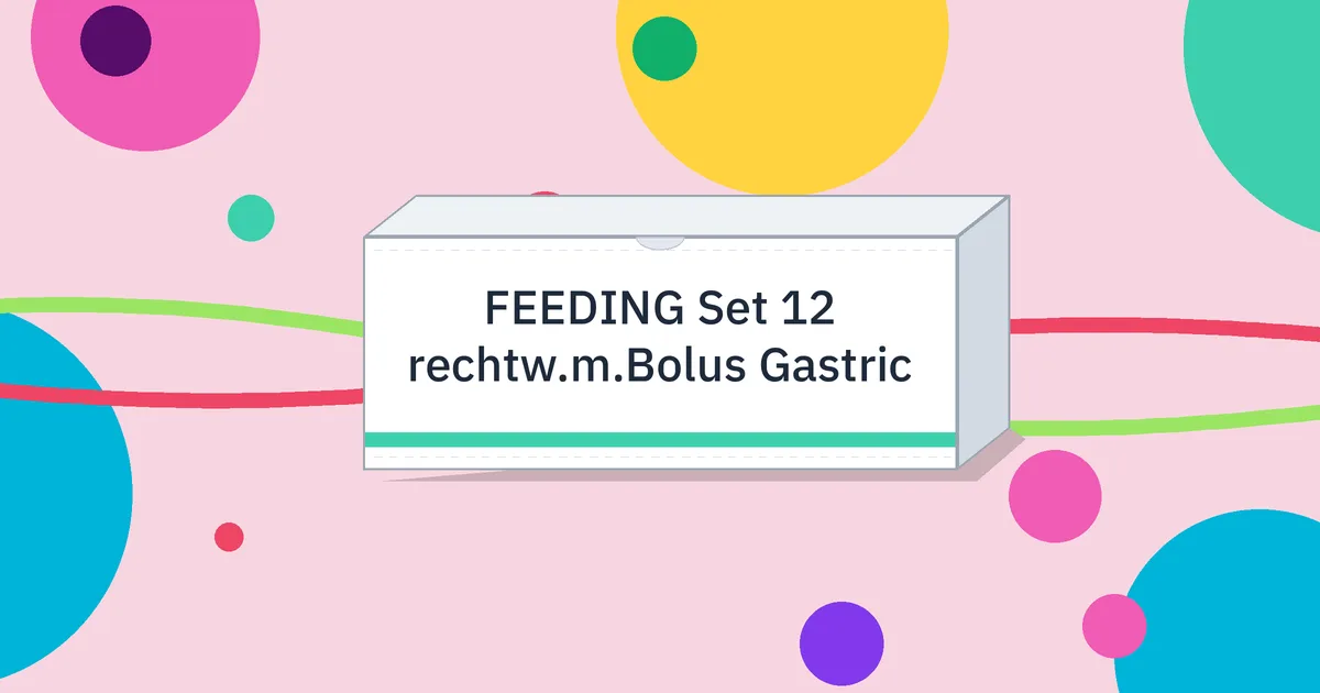 Symbolbild: Packung mit der Aufschrift FEEDING Set 12 rechtw.m.Bolus Gastric (PZN 14344269) – Verfügbarkeit und Bezug in Apotheken in Frankfurt am Main